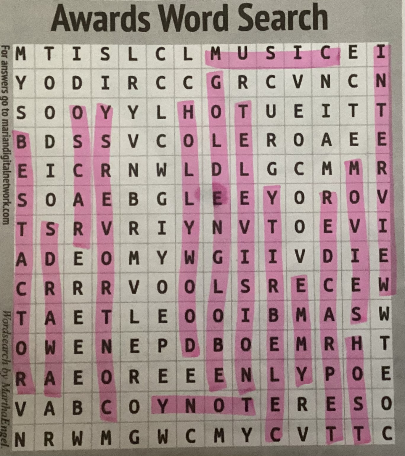 January Network Awards Word Search Answers – Marian Network Student ...